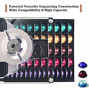 BLACKSMITH FAMILY Patented Crystal Tempered Glass Vertuo Pods Drawer Holder with Smooth Gliding System, Compatible for 50 Nespresso Big Vertuo Pods or 75 Small Pods, Black