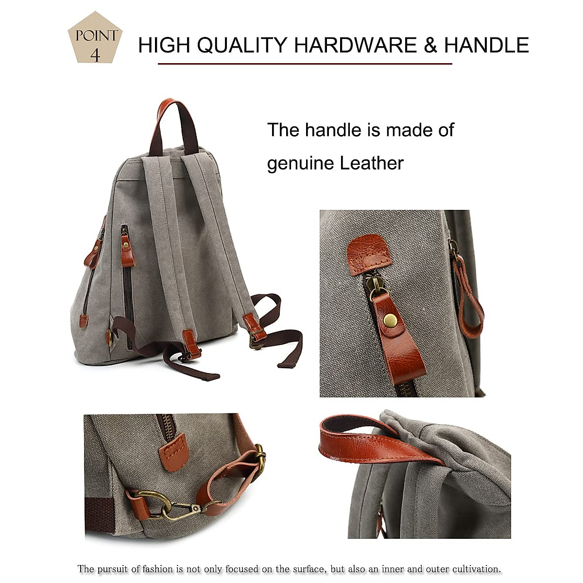 PAOIXEEL Canvas Vintage Backpack, Casual Daypack Outdoor Travel Rucksack Hiking Backpacks for Men and Women, Black