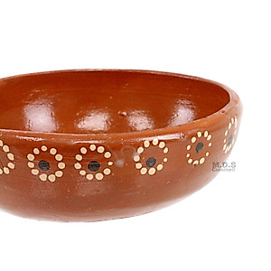 Ematik Plato Pozolero Bowl De Barro Mexican Artisan Floral 100% Clay Soup Pozole Menudo Caldo Bowls