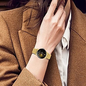 Aottom Metal Band Compatible with Google Pixel Watch Band Stainless Steel Metal Waterproof Strap, Adjustable Bracelet Replacement Wristband for Women Men (Gold)