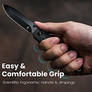 Kizer KUH Pocket Knife, 3.20 In 154CM Steel Blade Folding Pocket Knife Black Micarta Handle Folding Knife with Pocket Clip Small EDC Knife for Men Women Survival Hunting Knife V3649C1