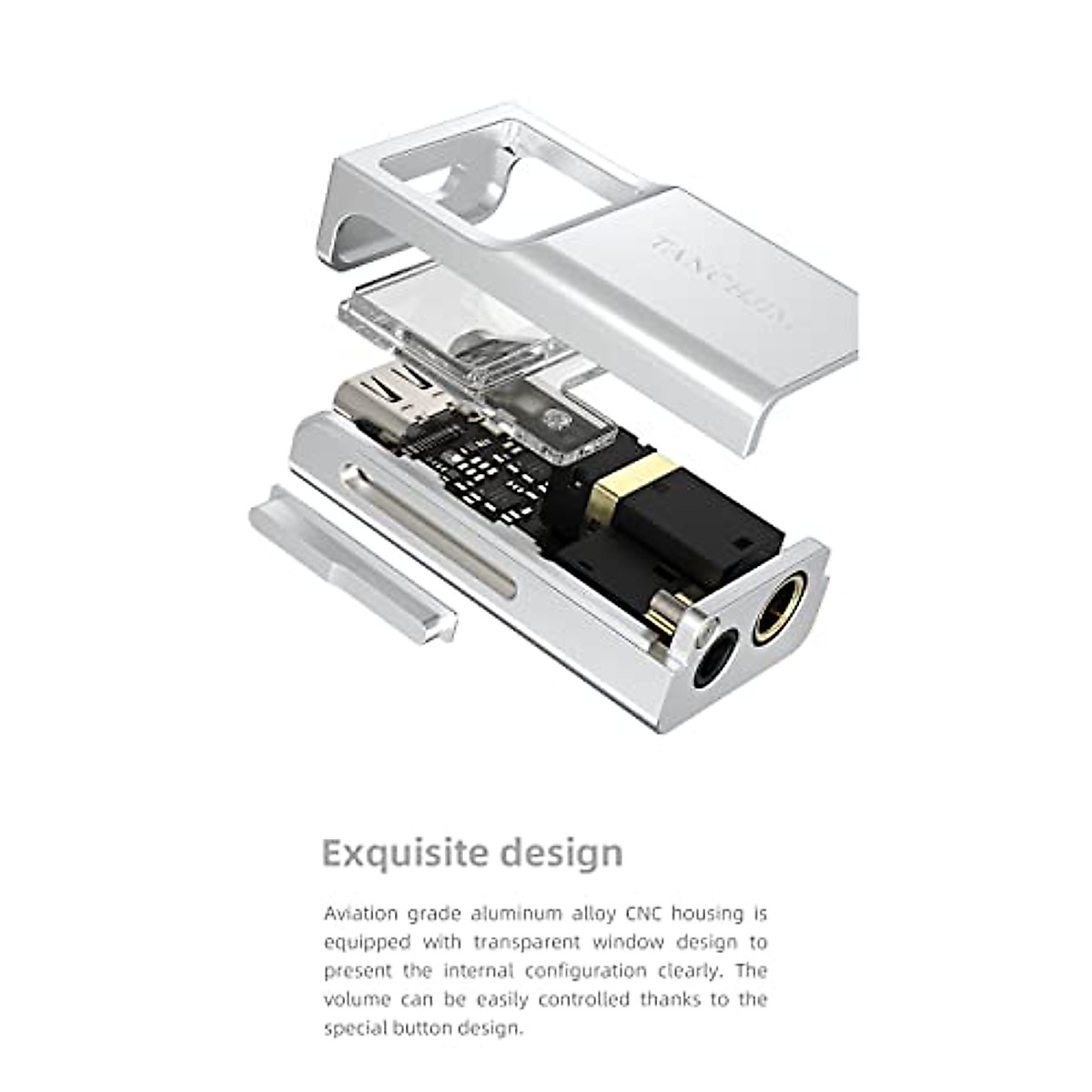 Fanmusic TANCHJIM Space Portable DAC Headphone Amplifier Support DSD256 32Bit/768kHz 3.5mm/4.4mm Output USB Type C Input DAC Amp