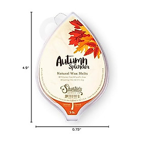 Shortie's Candle Company Autumn Splendor Natural Soy Wax Melts - 1 Highly Scented 3 Oz. Bar - Made with 100% Soy and Essential Fragrance Oils - Phthalate & Paraffin Free, Vegan, Non-Toxic
