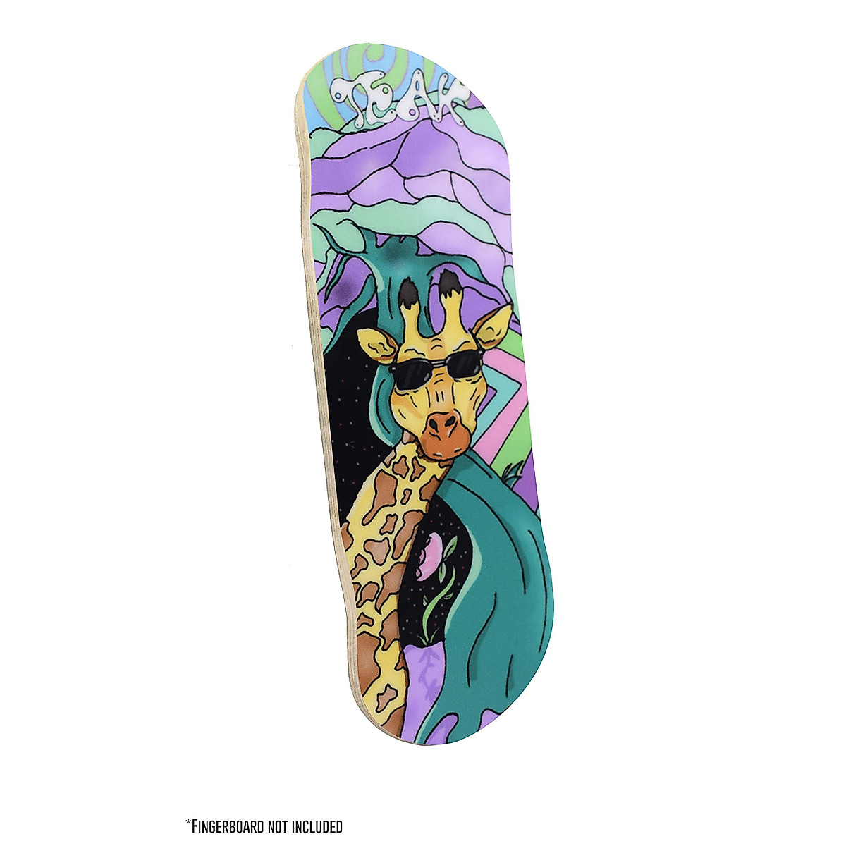 Teak Tuning Fingerboard Deck Graphic, Graffiti Giraffe - Adhesive Graphics to Customize Your 35mm Fingerboard Deck - 110mm Long, 35mm Wide, 0.2mm Thick - Waterproof Vinyl - Includes Mini File