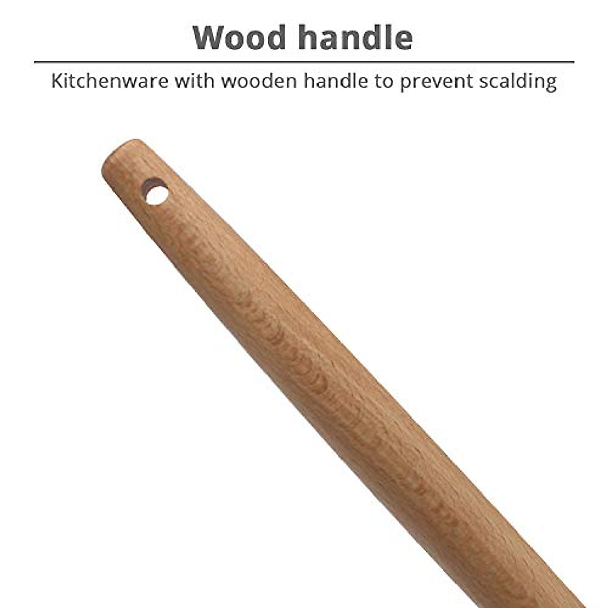 KUFUNG Silicone Slotted Serving Spoon, Wooden Handle Nonstick Mixing Spoon, Heat resistant up to 480°F. Silicone Kitchen Cooking Utensils Non-Stick Tool for Draining & Serving (Red)