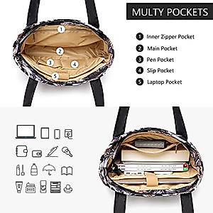 Muzale Women Tote Bag - Laptop Tote Bag with Zipper Pocket Lightweight Shoulder Bag Handbag Purse for Work Gym Beach Travel