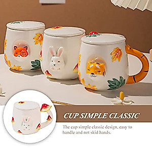 UPKOCH Care Package Ceramic Coffee Cups Rabbit Mug with Lid Water Cup Coffee Cup Coffee Mug with Rabbit Mushroom Milk Kawaii Cups Tea Mugs Gift for Adult Home Office Sympathy Gift