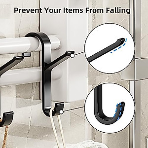 niffgaff 6 Pcs Metal Over The Door Hooks Bathroom Robe Towel Hooks Over Rod Rail Towel Holder, Shower Hooks, Heated Towel Radiator Hook, S Hooks for Rack Shelf Closet Hooks for Hanging, Rustproof