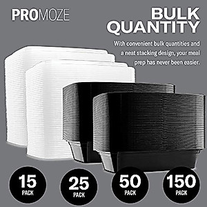 50-Pack Meal Prep Plastic Microwavable Food Containers For Meal Prepping With Lids 28 oz. 1 Compartment Black Rectangular Reusable Storage Lunch Boxes -BPA-Free Food Grade -Freezer & Dishwasher Safe