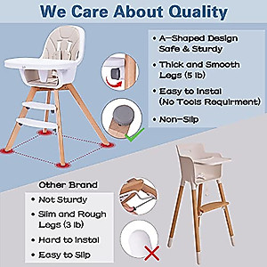 Baby High Chair with Double Removable Tray for Baby/Infants/Toddlers, 3-in-1 Wooden High Chair/Booster/Chair | Adjustable Legs | Easy to Assemble, Cream