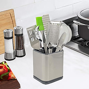 WSKC Flatware Holder Stainless Steel Small Utensil Crock - 4.6 Tall