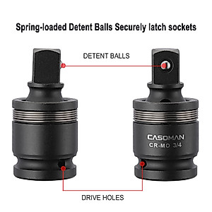 CASOMAN 3/4-Inch Drive Impact Universal Joint, CR-MO, U-Joint Sockets, Flexible, Radius Corner Design