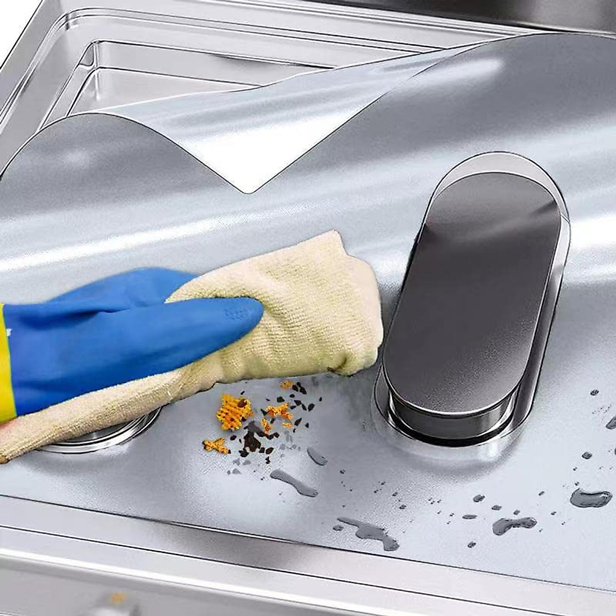 Gas Stove Burner Covers 2 Pack- XZSUN 0.2mm Double Thickness Reusable Gas Range Protectors For Samsung 30 inch Gas Stove (2 Pack，sliver-Samsung gas stove)