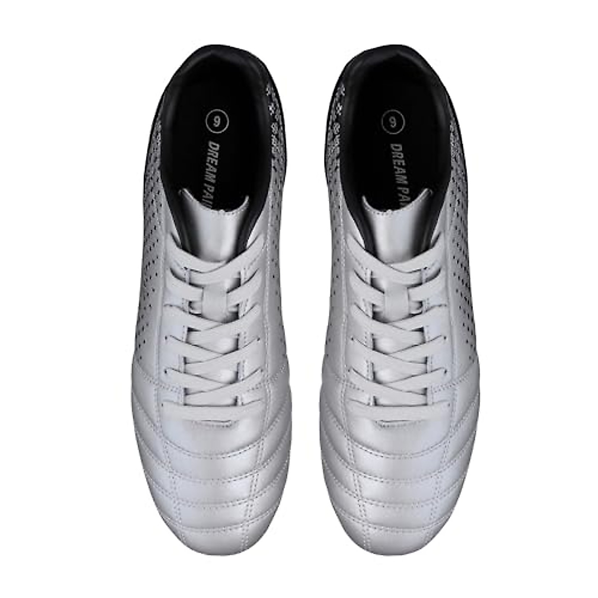 DREAM PAIRS Mens Superflight-1 Firm Ground Soccer Cleats Soccer Shoes, Silver/Black - 7 (Cleats)
