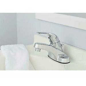 GLACIER BAY Aragon 1002 226 981 4" CENTERSET Low-ARC Bathroom Faucet/ Chrome Finish/ Exclusive ClickInstall Drain for Quick