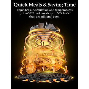 Air Fryer Oven 5.5Qt, 6 Presets Digital Display Compact Cooker,Space-saving, Nonstick & Dishwasher Safe Basket, Stainless Steel,Kitchen Elite