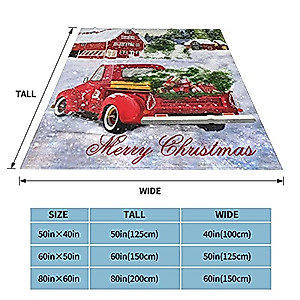 Christmas Blanket,Christmas Santa Red Truck with Xmas Trees Flannel Fleece Throw Blanket for Couch Bed Sofa,Farmhouse Rustic Soft Plush Warm Winter Cabin Throw,Holiday New Year Gift Blanket,50"X60"