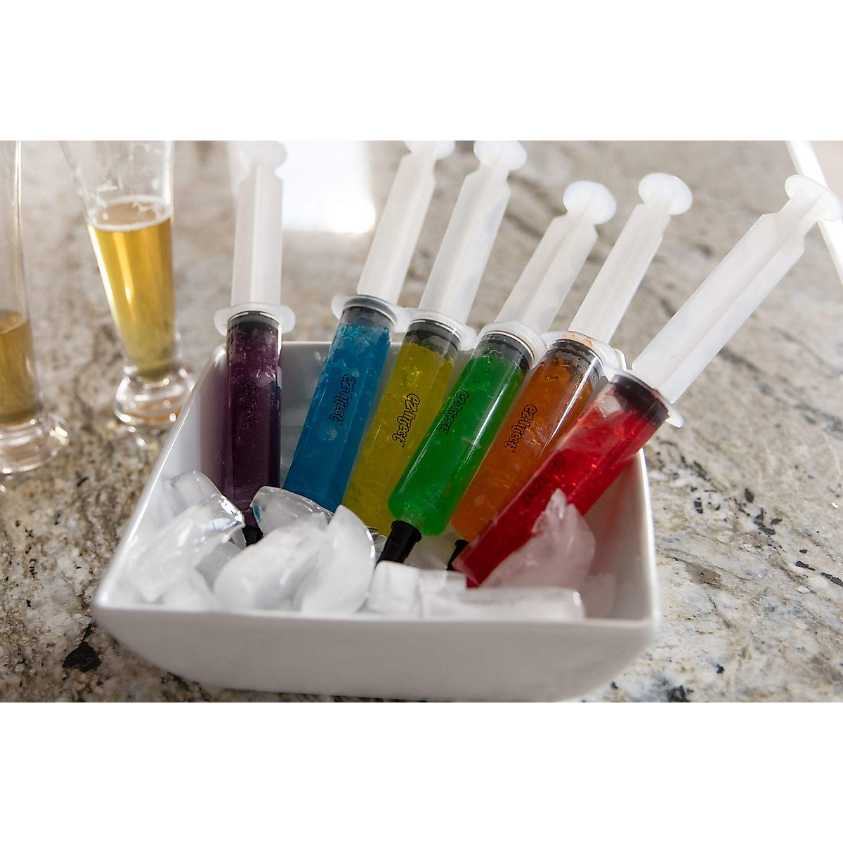 EZ-Inject Plastic Syringes for Jello Shots 2.5oz - 100% Safe and Reusable Jello Shot Syringes with Caps - 25 Pack Large Syringe Shots Holiday and Halloween Party Supplies for Adults