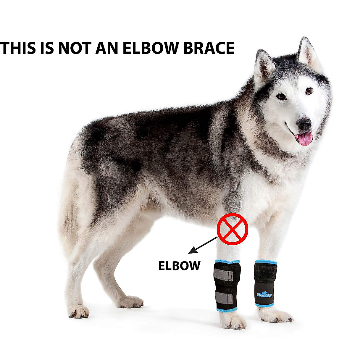NeoAlly Dog Braces Front Leg Carpal Support Canine Wrist Braces with Safety Reflective Straps for Limping, Joint Pain, Lameness, and Loss of Stability from Arthritis (S/M Pair)