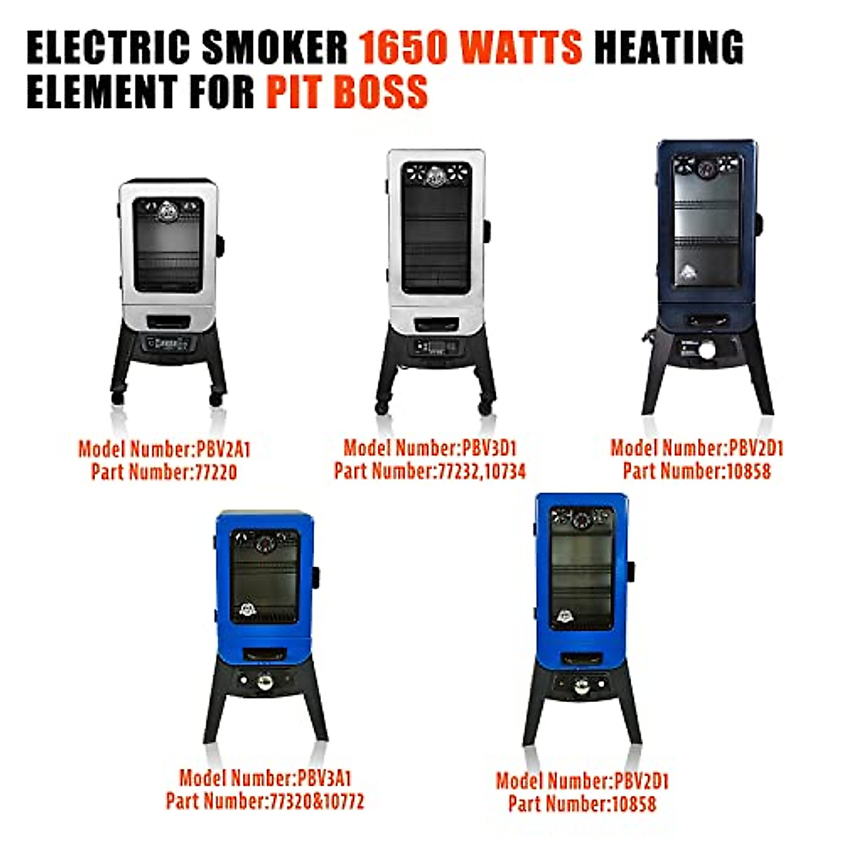 Grill Heating Element Replacement Part for Pit Boss Electric Smoker 2 Series Analog & 3 series Digital Electric Vertical Smoker , 120V, 1650W