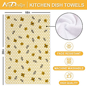 AnyDesign 4 Pcs Honey Bee Kitchen Dish Towel Summer Bumblebee Hand Towels Honeycomb Dishcloth Sweet As Honey Tea Towel Farmhouse Bee Themed Decor Drying Towel for Bathroom Kitchen Cooking, 18 x 28 in