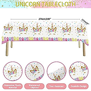 Unicorn Birthday Party Decorations Girls, 142PCS Unicorn Birthday Party Supplies Including Unicorn Backdrop, Unicorn Balloon Arch/ Garland Kit, Unicorn Tabblecloth