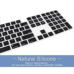 Boaulee Silicone Keyboard Cover Skin for Magic Keyboard with Touch ID and Numeric Keypad Model A2520 2022 Sudio and for iMac 2021 24 inch M1 chip US Layout Anti-Dust Keyboard Protector (Black)