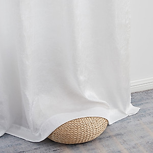 HLC.ME Bello Crushed Satin Semi Sheer Privacy Light Filtering Transparent Window Pocket Hole Curtains Drapery Panels for Bedroom & Living Room, 2 Panels (54 W x 84 L, White)