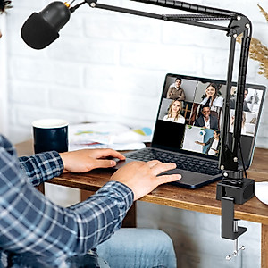 YOUSHARES Metal Table Mount Clamp for Microphone Arm Stand Table Clamp with Adjustable Interface Aperture and Two-way Fixation, Cantilever Clip for Microphone Arm Stand with Adjustable Screws