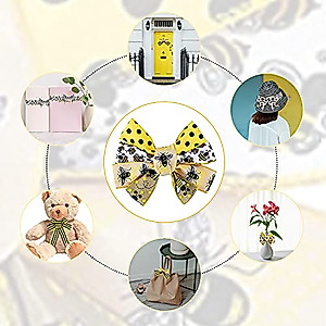 6 Rolls 40 Yards Bee Ribbon Wired Edge Ribbon Honeybee Ribbon for Crafts Wrapping Easter Party Decorations Bee Themed Decorations Bee Baby Birthday Party Supplies