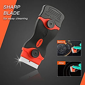 ValueMax 2-Pack Razor Blade Scrapers with 10Pcs Plastic Blades, 10Pcs Metal Blades and 3-Pack Plastic Putty Knives, Cleaning Razor Scraper Remover Tool for Decals, Stickers, Labels, Caulk, Paint