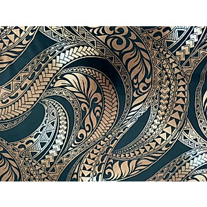 Originals by Hitomi Brown Swirly Tribal Hawaiian Print Fabric Sold by The Yard