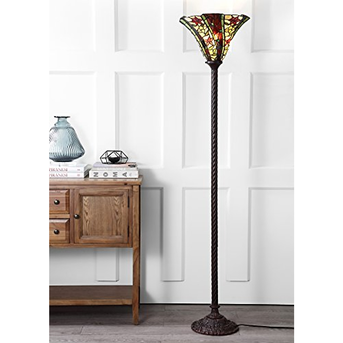 JONATHAN Y JYL8001A Williams Tiffany-Style 71" Torchiere LED Floor Lamp, Tiffany, Traditional, Art Nouveau Style, Office, Living Room, Family Room, Dining Room, Bedroom, Hallway, Foyer, Bronze