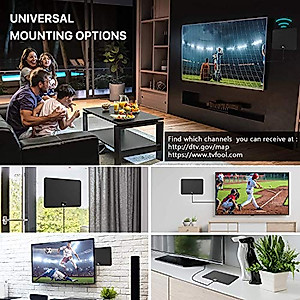 1byone Amplified HD Digital TV Antenna - Support 4K 1080p and All Older TV's - Indoor Smart Switch Amplifier Signal Booster - Coax HDTV Cable/AC Adapter