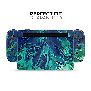 Design Skinz - Compatible with Nintendo Switch Console Bundle - Skin Decal Protective Scratch-Resistant Removable Vinyl Wrap Cover - Teal Oil Mixture