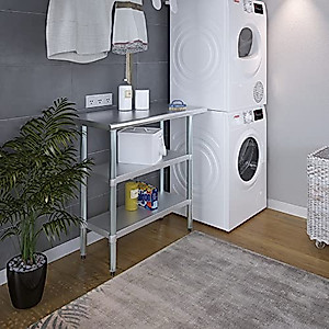 36" Long X 18" Deep Stainless Steel Work Table with 2 Shelves | Metal Food Prep Station | Commercial & Residential NSF Utility Table