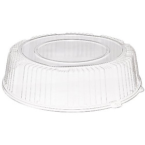 CaterLine Plastic Round Catering Tray Dome Lid, 16-Inch, Clear (25-Count)