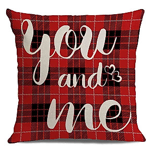 LITVACK Throw Pillow Cover Set of 4, 18 x 18 Inch Simple Red Lattice Lover Wedding Decoration Home Outdoor Decor Sofa Bedroom Balcony Garden Pillow Cover Cushion Cover