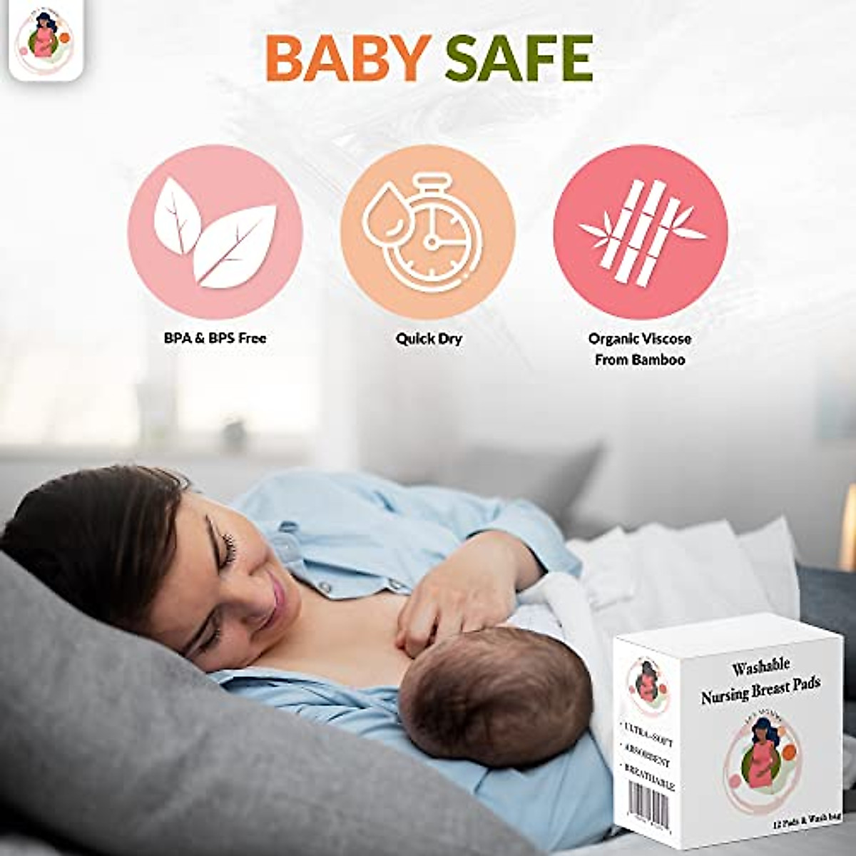 365 Mommy Nursing Pads for Breastfeeding Mothers Organic-Comfortable-Uniquely Crafted Washable Pads Super Absorbent Breastfeeding Pads Leak Proof Organic Bamboo (Gray)