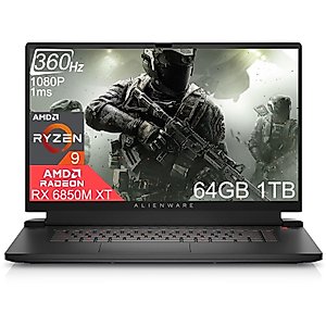 Alienware m17 R5 17.3" 360Hz FHD 1ms (AMD Ryzen 9 6900HX, 64GB DDR5 RAM, 1TB PCIe SSD, Radeon RX6850M XT 12GB (Beat RTX 3070 Ti)) RGB Backlit Gaming Laptop,Thunderbolt 4, G-SYNC, Win 11 Home -Dark