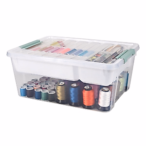 Baylee and Me Clear Plastic Storage Box with Removable Tray – Perfect for Organizing Arts and Craft Supplies, Sewing Notions, Small Toys, Bead, Art Supplies