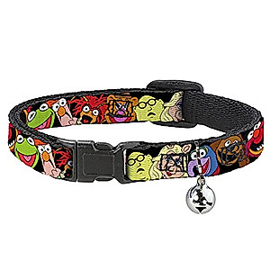 Buckle-Down Breakaway Cat Collar - Muppets Faces Black - 1/2" Wide - Fits 8-12" Neck - Medium