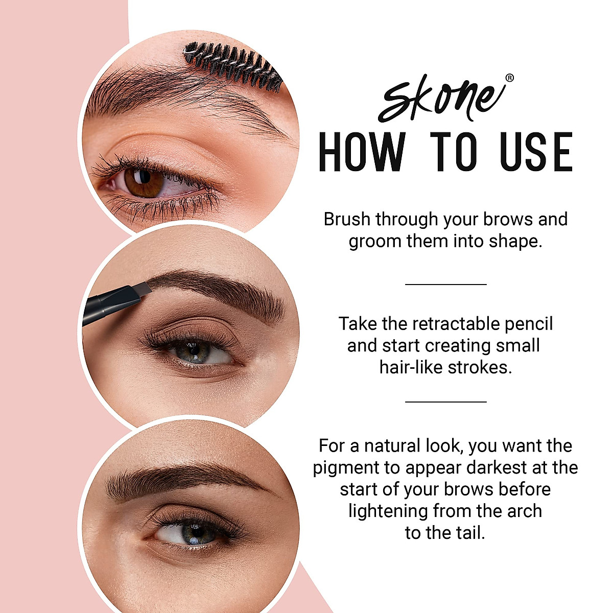 Skone Cosmetics The Original Brow Wand Eyebrow Pencil with Brush - Dual-Sided Retractable Waterproof Long-Lasting Brown Eye Brow Pencils for Women with Sleek Eyebrows - Chocolate for Brunettes