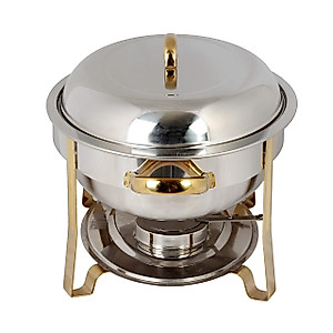 Excellanté Stainless Steel 6 Quart Gold Accented Oval Chafer