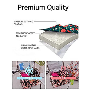 Kwang Min Floral Insulated Lunch Bag for Women,Reusable Lunch Box,Large Cooler for School,Office,Picnic Outdoors,Premium Waterproof Fabric,Ideal Gift for Girls/Adults (Peony Blue)