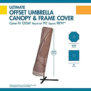Duck Covers Ultimate Waterproof Patio Offset Umbrella Cover with Integrated Installation Pole, 13 Foot