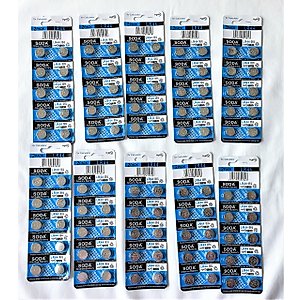 AG13 LR44 L1154 357 A76 Alkaline Button Cell Battery with Retail Blister Pack Cards (100) by YMCtoys
