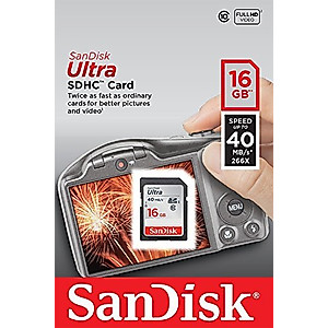 SanDisk Ultra 16GB Class 10 SDHC Memory Card Up To 40MB/s- SDSDUN-0016G-G46 [Older Version]
