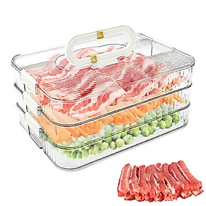 Deli Meat Container for Fridge: 3 Layer Bacon Lunch Meat Container for Refrigerator Organizers and Storage - Stackable Food Storage Boxes with Lids Cheese Keeper Box for Fridge Airtight Deli Organizer