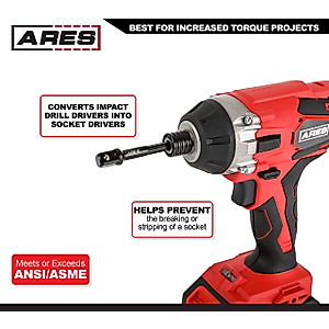 ARES 70387-10-Piece 3/8-Inch Drive 3-Inch Impact Grade Socket Adapter Set - Turns Impact Drill Drivers into High Speed Socket Drivers